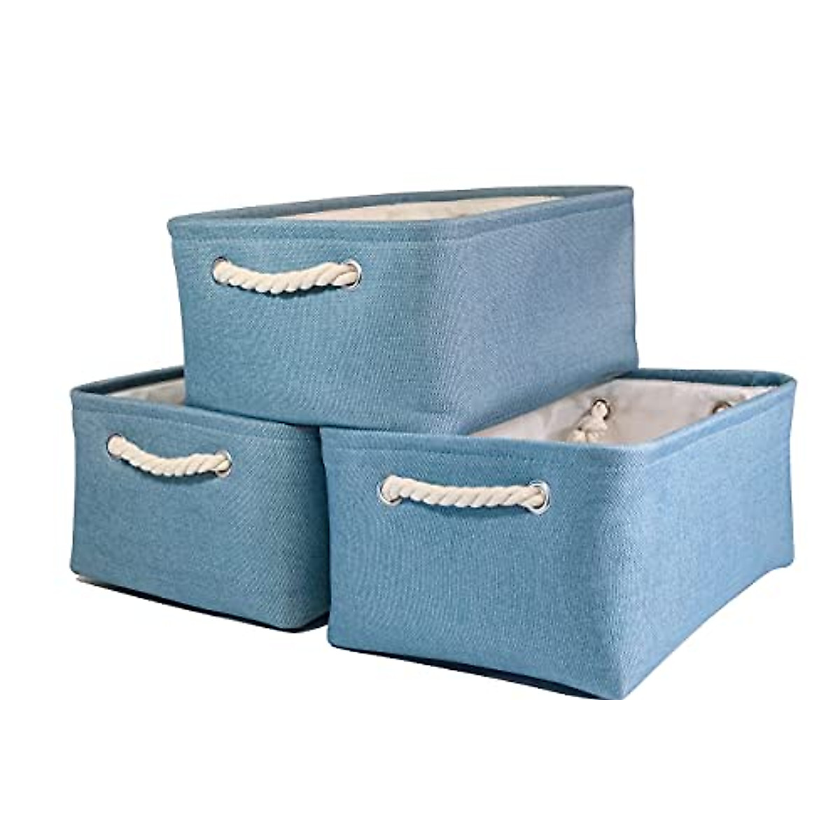 ROLLSNEA HARMOSO Fabric Storage Basket Cloth Storage Bins Baskets for Organizing Rectangular Storage Basket with Cotton Rope Handles for Shelves Closet Nursery Toy