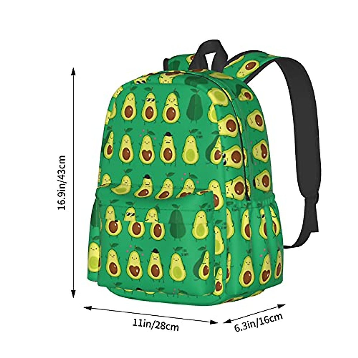 FeHuew 17 Inch Backpack Cartoon Funny Avocado Laptop Backpack School Bookbag Shoulder Bag Casual Daypack