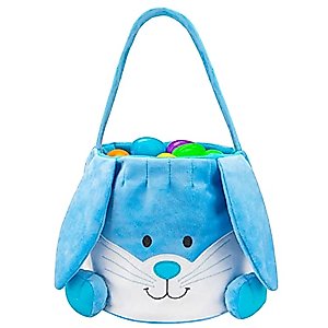 Easter Bunny Basket for Kids, Easter Egg Hunt Basket with Rabbit Ears Easter Tote Bags for Candy Gifts Storage