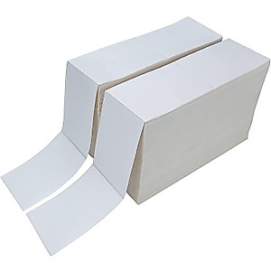 Made in USA 6,000 Labels Fanfold 4" x 6" Direct Thermal Labels, with Perforated line for Thermal Printers - Compatible Zebra & Rollo Printer (4" x 6" - 6000 Labels)