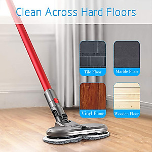 FUNTECK Electric Mop Attachment for Dyson V7 V8 V10 V11 V15 Vacuum Cleaners, Including Detachable Water Tank and Mop Pads