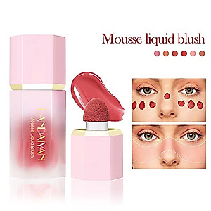 GL-Turelifes Cream Liquid Blush Makeup, Air Cushion Blush for Cheeks, High Pigment, Weightless, Velvet Mousse, Natural-Looking Long Lasting, Dewy Finish, Easy to Blend Blusher (#1 Love Cake)