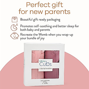 Comfy Cubs Swaddle Blanket Baby Girl Boy Easy Zipper Wrap 2 Pack Newborn Infant Sleep Sack (Small 0-3 Months, Blush, Mauve)