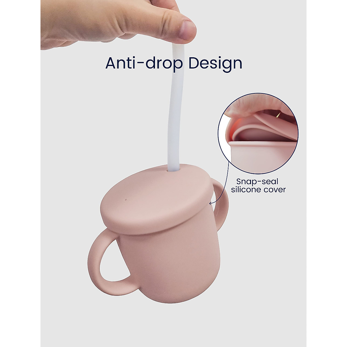 TotAha Silicone Straw Cup for Baby | Sippy Cups for Babies 6-12-18 Month | Sip-N-Snack Lid 2-in-1 Transition Cup from Bottle | Open Training Cups with Easy-Hold Handle | Baby Led Weaning Snack Cups