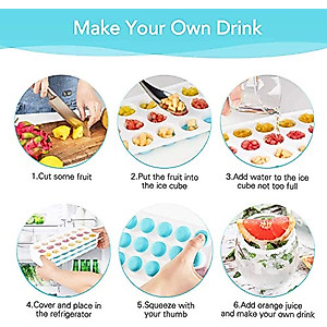 Ice Cube Trays with Lids BPA Free, 4 Pack Easy Release Silicone Ice Cube Trays for Freezer 84 Sphere Ice Tray with Stackable No Spill Lids, Dishwasher Safe, Blue & Green