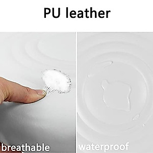 WKWKER Modern Roller Seat 360° Rotating PU Leather Rolling Stool Floor Stools with Universal Caster Ottoman Step Stools Fitness Sport H：4.6" Swivel Wheels for Home Garage Shop (White)