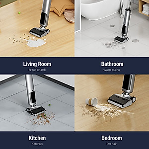 OSOTEK H200 Cordless Wet Dry Vacuum Cleaner & Mop & Wash 3 in 1 for Hardwood Hard Floor Pet Hair, with Long Battery Life, Self-Cleaning, LCD Display, Voice Prompt, Ultra-Wide Brush Roller, LED Light