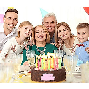 Happy 40th Birthday Straw Decor, Rose Gold Paper Straws, 40th Anniversary Decorations, 24pcs Cut-Out Number 40 Party Drinking Decorative Straws