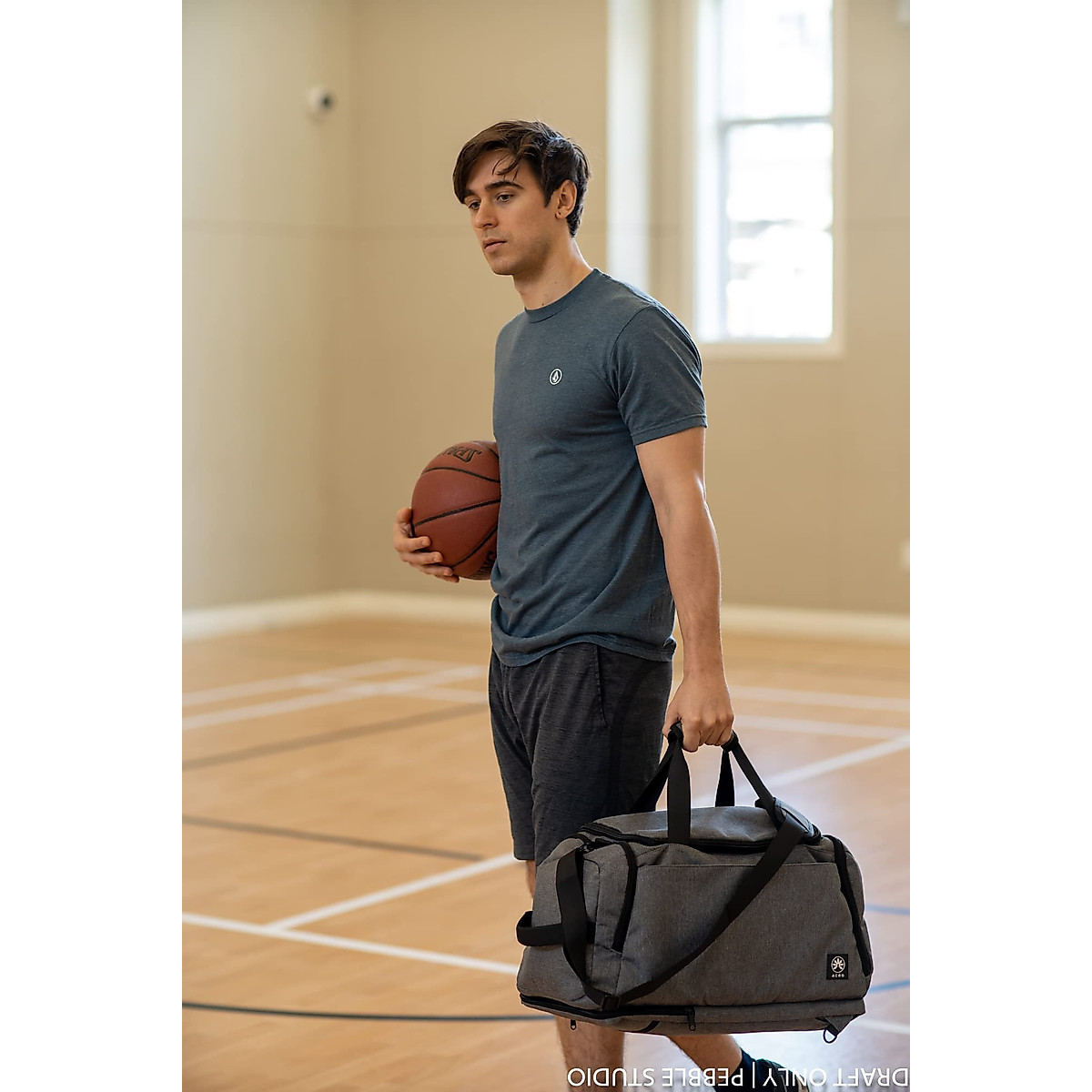 ACRO 3 in 1 Sports/Travel Duffle Bag for Men & Women/Back Pack/Lap TOP Compartment/Water Resistant/Wet Pocket & Shoes Compartment 40L,Grey, Grey