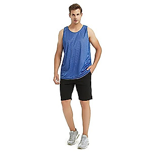 TOPTIE Reversible Basketball Jerseys Men's Tank Top Mesh Tank Lacrosse Jersey for Adult Youth-Black/White-XL