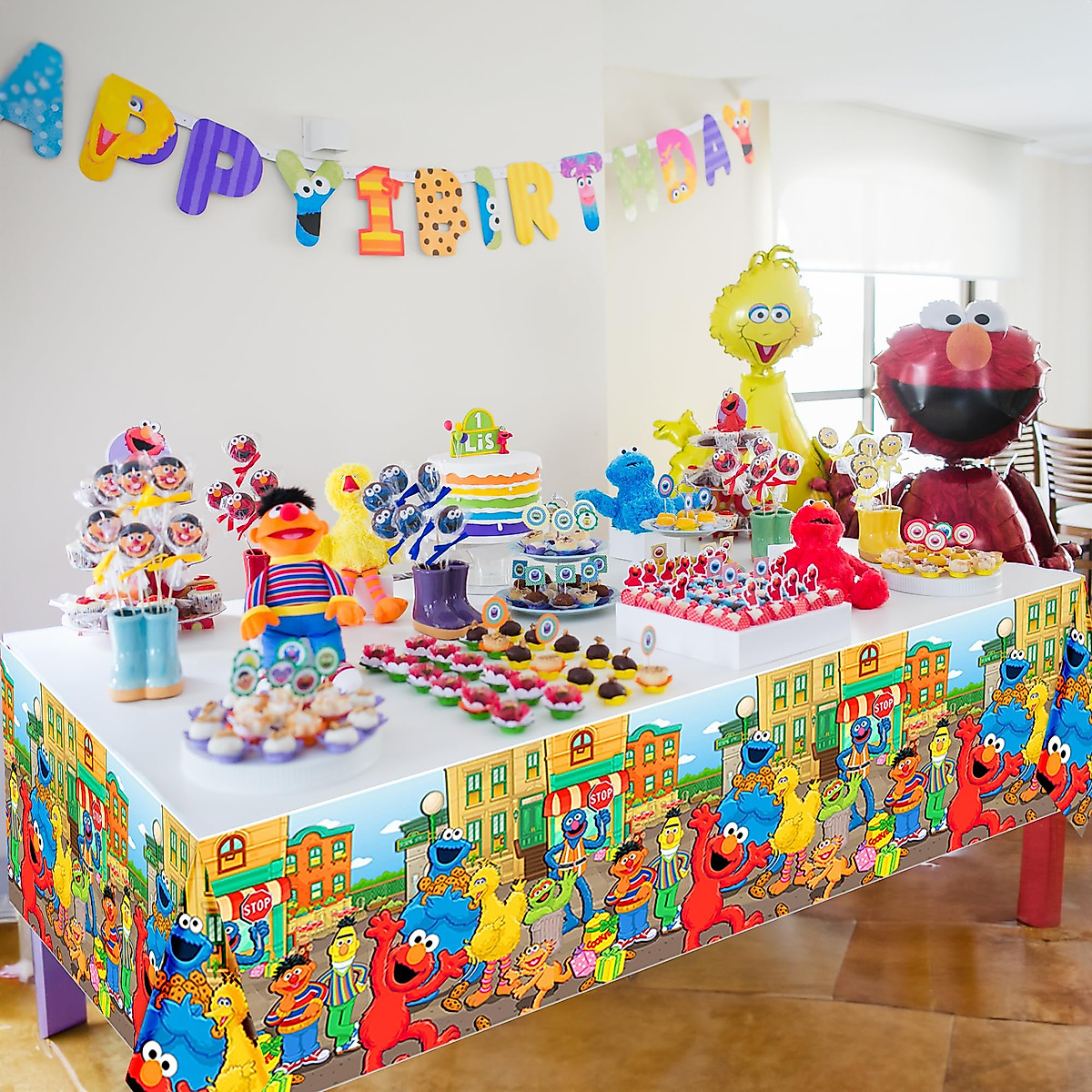 3 Pcs Cartoon Street Birthday Party Supplies, Cute Tablecloth for Boys Girls Baby Shower Birthday Party Table Decorations