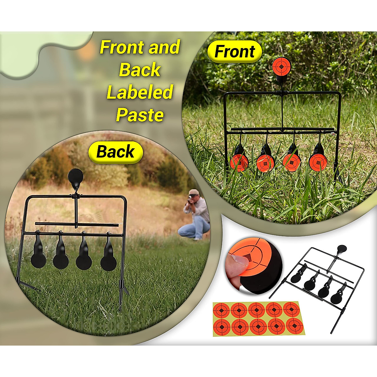 ARSUK Self Resetting Air Rifle Airgun Target for Precision Shooting Practice, Airsoft BB Guns Target Heavy-Duty Metal Frame to Withstand Repeated Shots, Suitable for calibers .177 & .22 Pellets