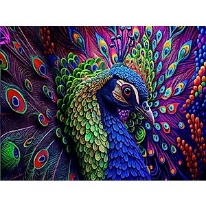 Apcufir Peacock Diamond Painting Kits for Adults,Colorful 5D Diamond Art Kits for Adults Beginner,Paint with Diamonds Pictures DIY Full Drill Gem Art for Home Wall Decor 12X16Inch