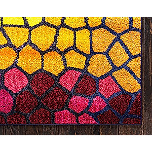 Unique Loom Estrella Collection Geometric, Abstract, Colorful, Modern, Mosaic Area Rug, 2 ft 2 in x 6 ft 7 in, Multi/Blue