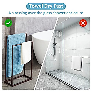 Free Standing Towel Rack, 2 Tier Oil Rubbed Bronze Tall Towel Racks for Bathroom Floor Outdoor Poolside, Stainless Steel Towel Drying Rack, DECLUTTR