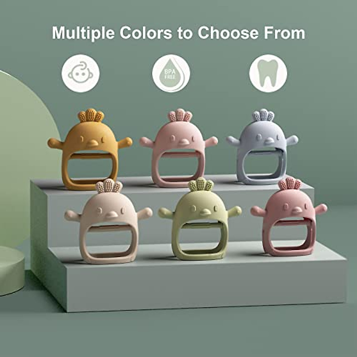 Silicone Baby Teether Toy ，Dust-Proof Infants Chew Toys & Soothing Pacifier 2-in-1，Anti-Dropping Silicone Baby Wrist Teether Soothing Pacifier(1 Packs)