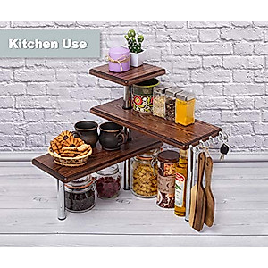 TESLYAR 3 Tier Corner Shelf Natural Solid Ash Wood Countertop Organizer Bookshelf Display Shelves Space Saving Rack for Living Room, Kitchen, Office