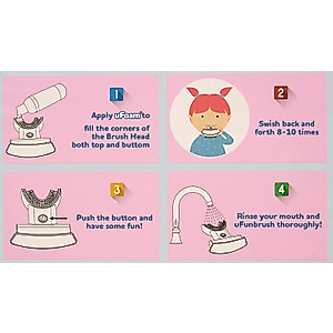 Calvin & Greenway uFunbrush Sonic Toothbrush for Kids - Kit Includes White U-Shaped Brush, Tooth Foam, Cool Stickers, Base & Battery - Size 2 for Ages 6-8