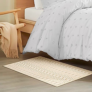 THE BEER VALLEY Cotton Jute Rugs 24x36 inch - Natural White |50% Cotton 50% Jute