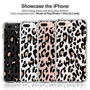 BICOL iPhone 8 Plus Case,iPhone 7 Plus Case Clear with Design for Girls Women,12ft Drop Tested,Slip Resistant Slim Fit Protective Phone Case for Apple iPhone 8 Plus/7 Plus Leopard Patterns