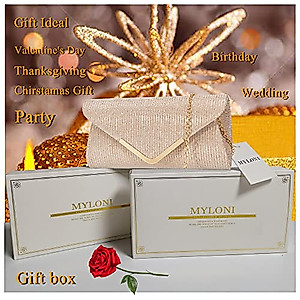 MYLONI Clutch Purses For Women Women's Evening Bags Clutches for Women Party Prom Wedding Sparkling Shoulder bag(Champagne)