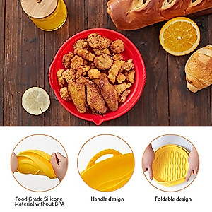 Yewloch 7.5'' Air Fryer Silicone Baking Set 1.4L, 3 Pcs foldable Air Fryer Liners with Handle, Food Grade Safety Non-Stick for Air Fryer Oven