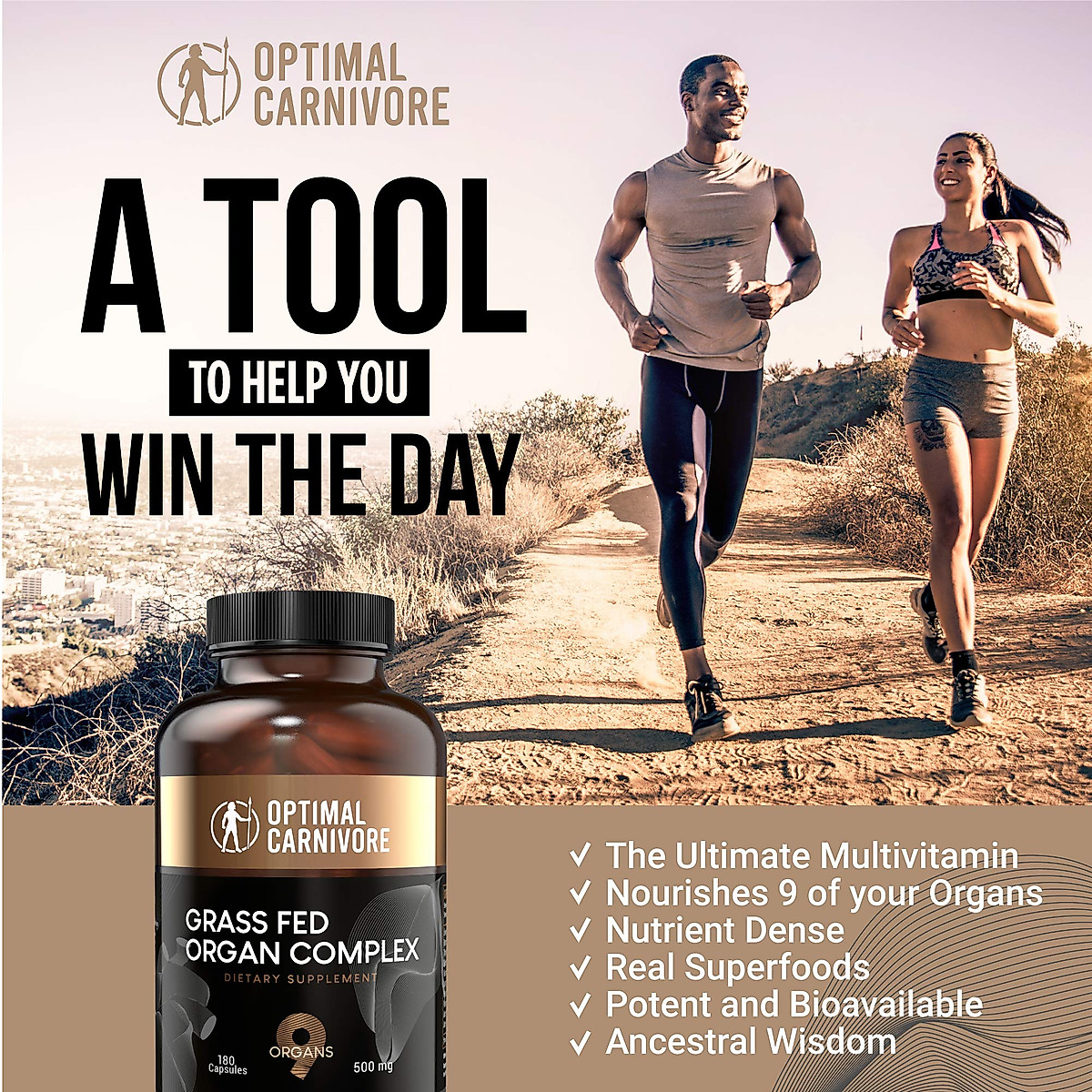 Optimal Carnivore Beef Organ Supplement, Grass Fed Beef Organs for Men & Women, 9 Organ Complex, Organ Meat - Beef Liver, Brain, Thymus, Lung, Gallbladder