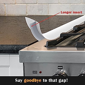 Silicone Stove Counter Gap Cover Kitchen Counter Gap Filler by Kindga 25" Long Gap Filler Sealing Spills Between Kitchen Appliances Washing Machine and Stovetop, Set of 2 (White)