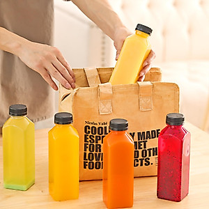 Moretoes 28pcs 16oz Empty Plastic Juicing Bottles, Juice Bottles with Black Tamper Evident Caps, Reusable Clear Bulk Drink Juice Containers with Lids for Juicing Milk Smoothie Tea and Other Beverages