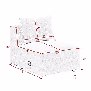 Goohome Modular U-Shape Sectional Set, Modern Couches for Living Room, Upholstered Loop Yarn Fabric Cloud Sofa with 2 Single Seat, Chaises and Two Ottomans, DIY Combination, for Office, C-Beige d