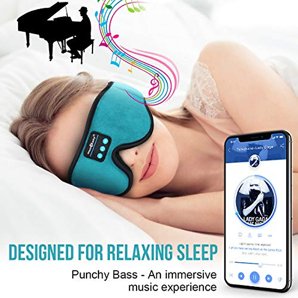MUSICOZY Sleep Headphones Bluetooth 5.2 Sports Headband, Wireless Music Sleeping Headband Headphones IPX6 Waterproof Earbuds for Side Sleepers Workout Running Insomnia Travel Yoga, Pack of 2
