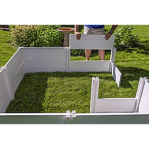 Vita Classic 6 Foot x 6 Foot x 22 inch White Vinyl Keyhole Garden with Composting Basket, BPA, Pthalate Free, VT17107