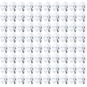 Yesland 80 Pcs Suction Cup Wall Hooks Hangers - Plastic Reusable Clear Sucker Pads and Utility Hooks - Practical Hanging Supplies for Wall Door Glass Window in Kitchen, Bathroom (45 mm)