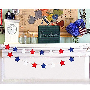 31pcs Tissue Paper Pom Pom Silver Navy Blue Red White Tassel Garland Party Decorations 10" 12" Paper Flowers Twinkle Star Garland Kit for Birthday Baby Shower Wedding Nursery Decorations