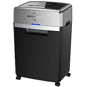 BONSEN Heavy Duty Paper Shredder, 24-Sheet Cross-Cut Shredder, 40-Min Continuous Running Time, Commercial Grade Shredder for Office, 9-Gallon Big Basket, 55dB Super Quiet, P-4 High Security (S3105)