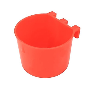12pcs Bird Feeder Cage Cups Hanging Chicken Water Cups Pet Bowl with Hooks Rabbit Food Dish for Cages Plastic Feeding & Watering Supplies for Pigeon Poultry Roosters Gamefowl Parakeet (12PCS-Red)