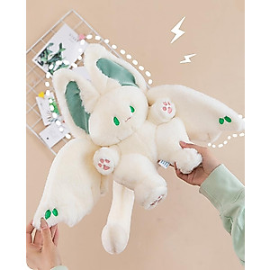 Vseegrs Flying Bunny Rabbit Stuffed Animals, Cute and Fluffy Plush Pillow with Rabbit Ears and Bat Wings, Soft Bat Bunny Stuffed Animal for Kids, Adults, Boys and Girls(Green, 13.7in)