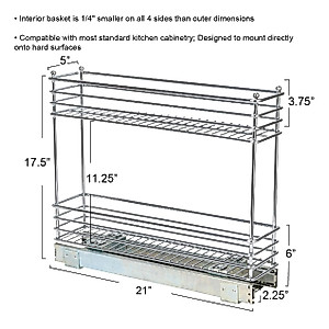 Household Essentials Glidez Narrow Sliding Organizer, 5", Chrome