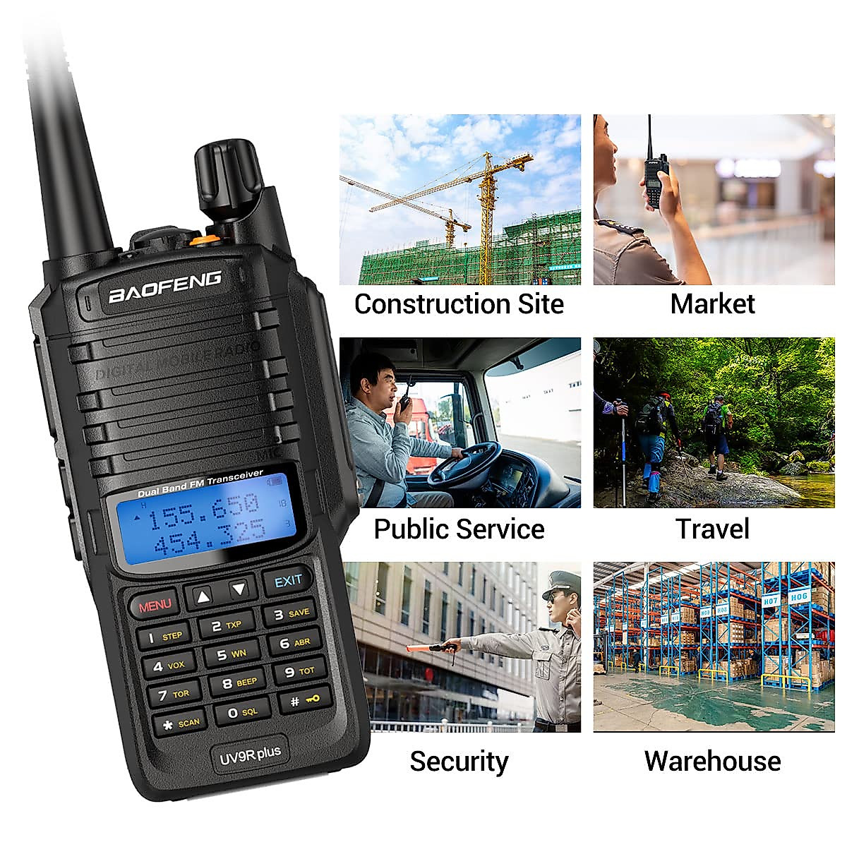 Airiton x Baofeng UV-9R Plus 8W Ham Radio Handheld Dustproof & Waterproof IP67 Dual Band Two Way Radio Walkie Talkie with 2Pack Battery,771 Antenna and Programming Cable