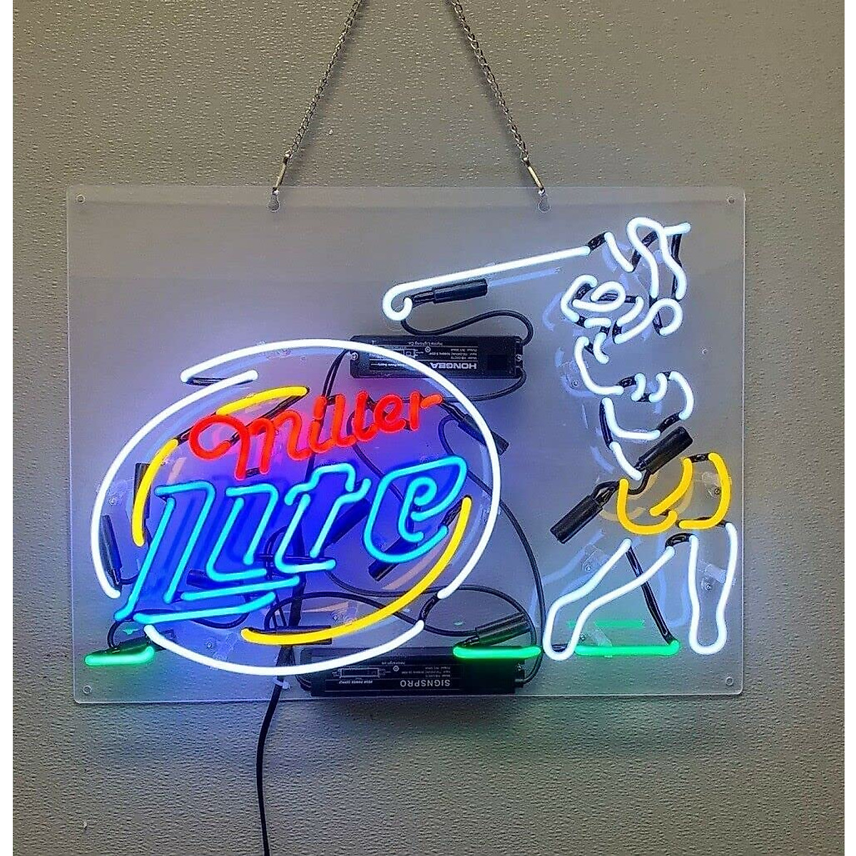 Prouten Neon Signs 20" Millers Lite Golf Player Neon Sign Acrylic Beer Pub Bar Handmade Wall Decor Neon Light A120MLGPA