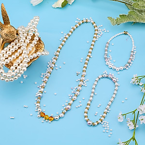 Savita 3000 Pieces 4 mm Round White Satin Beads Spacer Beads for DIY Crafts Necklaces Bracelets Earrings Rings Jewellery Making