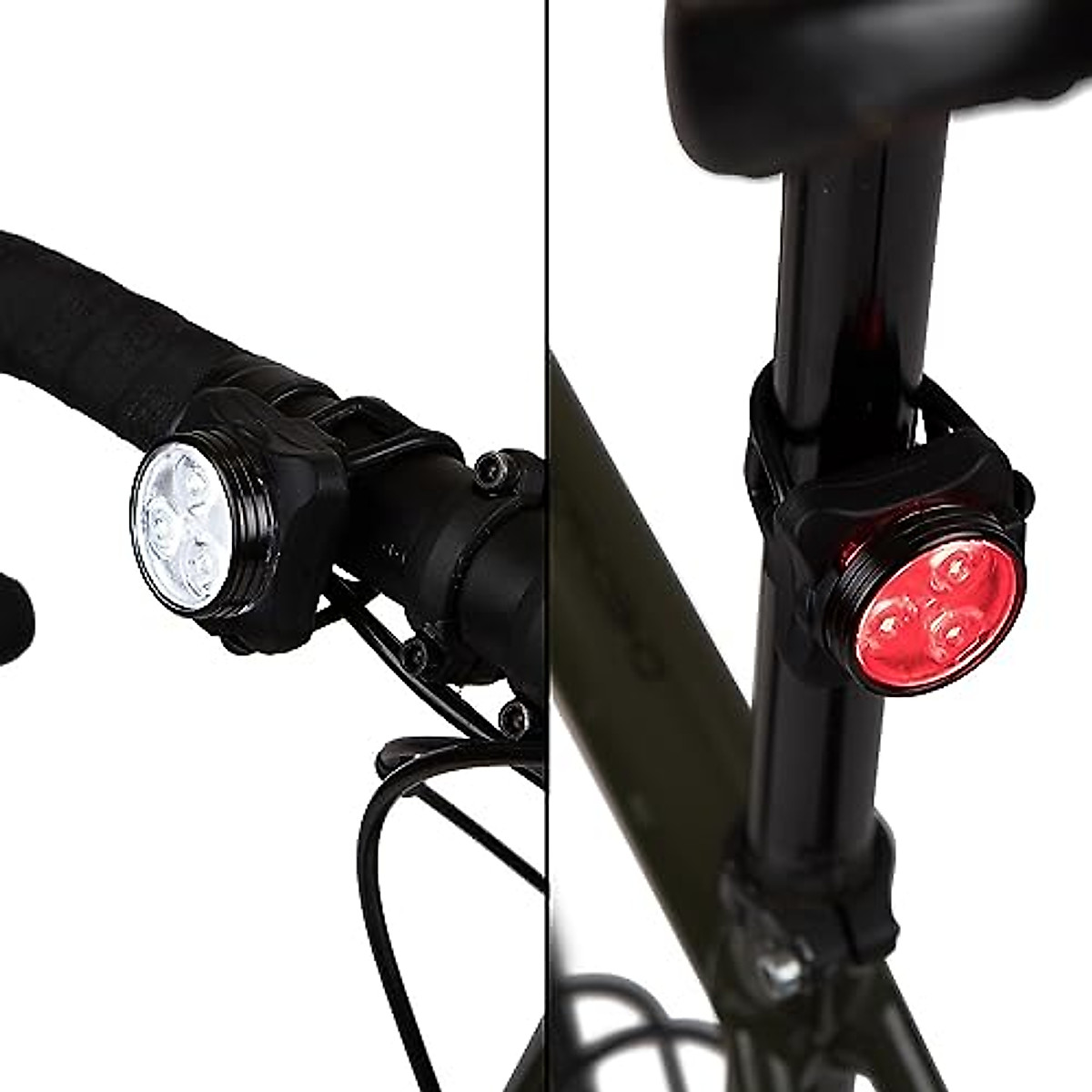 Square1 Bicycle Lights Front and Rear Rechargeable - Bright 300 Lumen Bike Lights for Night Riding - Durable, Waterproof & Multi-Use - Perfect Bike Head Light & Tail Light Set for Night Riding