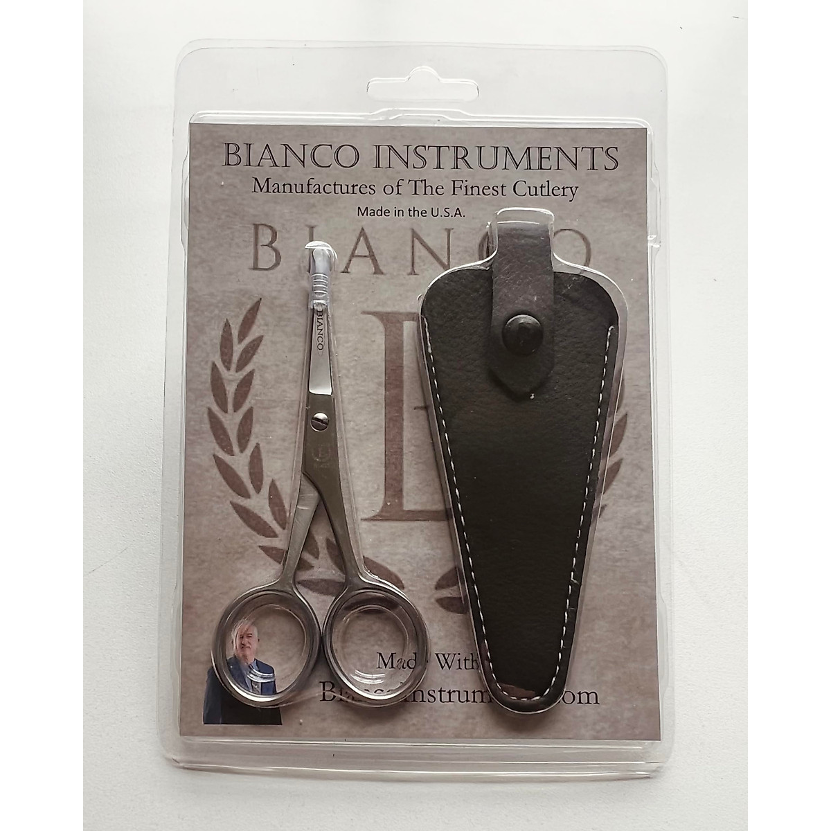 Bianco Instruments Nose Hair Scissors for Men and Women, Rounded Tip | Stainless Steel | Made in USA
