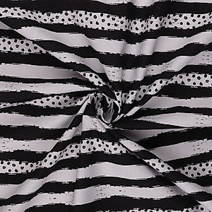 Mook Fabrics Cotton Vintage Pumpkin Stripe, Black & White 15 yard bolt