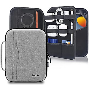 Lacdo Hard Tablet Sleeve Portfolio Case for 10.9 inch New iPad / 11 inch iPad Pro | 10.2 inch iPad / 10.9" iPad Air 5 4/10.5" iPad Pro Air, Galaxy Tab A8 10.5" Protective Carrying Storage Bag, Gray