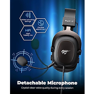 havit H2002d Gaming Headsets for PS4,PC, 50MM Drivers Surround Sound PS5 Headset with Mic Gaming Headphones with Mic Durable Aluminum Frame Valentines Gifts for Men