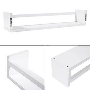 AZSKY Nursery Bookshelves White, 24 Inch Floating Bookshelves for Wall Set of 3, Baby Kids Decor, Solid Wood Wall Mounted Shelves for Books, Toys and Decor Storage