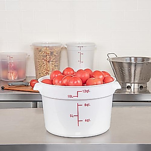 Restaurantware-Met Lux 12 Quart Food Storage Container, 1 White Storage Container - Lids Sold Separately, Red Volume Markers, Dishwashable Container, Side Handles, For Storing Foods