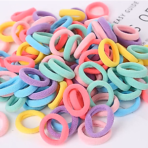 AHENOD 100PCS Small Hair Ties, Seamless Elastic Ponytail Holders, Baby Elastics Hair Bands, Cotton Toddler Hair Ties for Girls and Kids (Multicolor)
