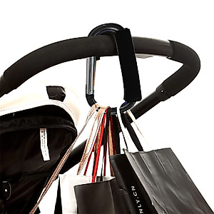 Stroller Hooks by Baby,Large Stroller Hooks for Mommy, 2 pcs Carabiner Stroller Hook Organizer for Hanging Purses, Diaper Bag, Shopping Bags. (Black)